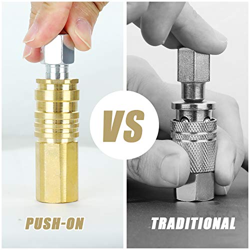 WYNNsky High Flow V-Style Air Fittings, Brass Quick-Connect Coupler and Steel Plug, 1/4 Inch Body Size, 1/4 Inch NPT Threads Size, 250PSI, 14PCS Air Compressor Hose Accessories
