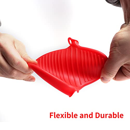 Yvnicll Silicone Oven Mitts Heat Resistant for Kitchen, Finger Protector Pot Holder for Kitchen,Cooking,Baking,BBQ - Heat Resistant Gloves(Red)