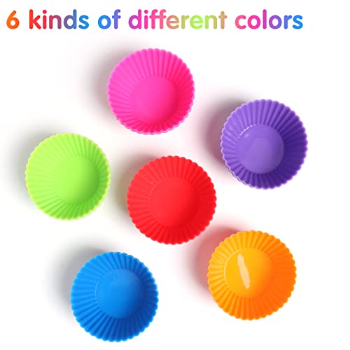 Yvnicll Silicone Baking Cups, Silicone Cupcake Liners Baking Cups Reusable Muffin Liners Non-Stick Cup Cake Molds Set,Muffin Liners - Pack of 24
