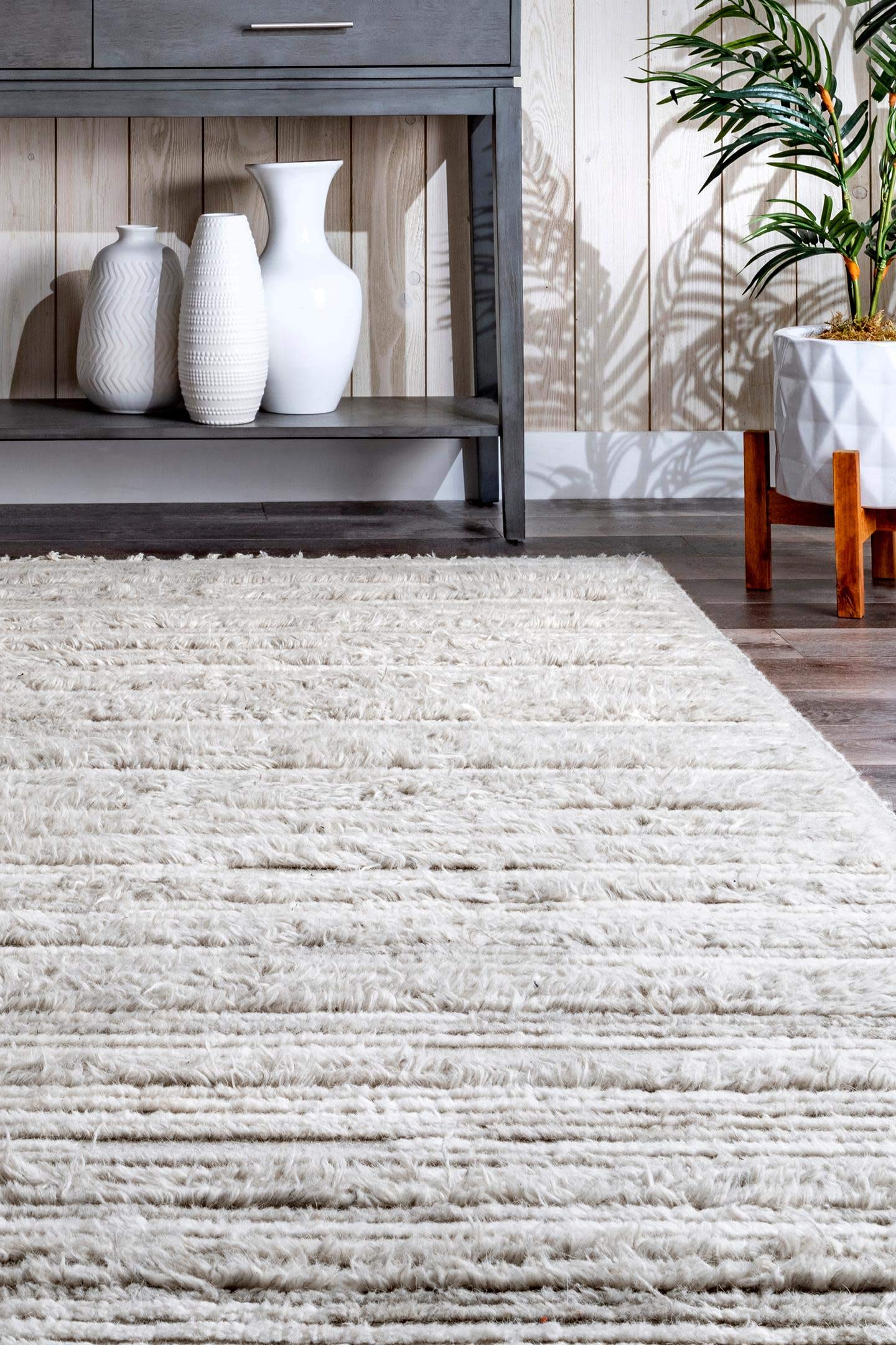 nuLOOM Jolene Shaggy Striated Area Rug, 8x10, Grey