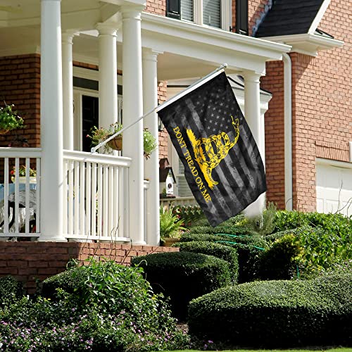 XIFAN Premium Double Sided Don't Tread On Me Gadsden Black American Flag - Heavy Duty 3ply Polyester Durable Vibrant Print Double Stitched - 3x5 FT Tea Party Rattlesnake Indoor Outdoor Banner