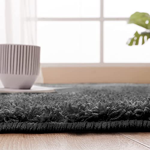 Zacoo Shag Area Rug 6x9 for Bedroom, Large Fluffy Comfy Area-Rug for Nursery Room Living Room Office Home Decor, Shed Resistant Anti Slip Rectangular Floor Carpet, Dark Gray, 6' x 9'