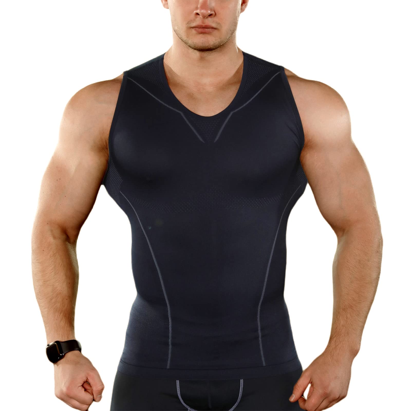 TNTOR Men's Compression Vest (L, Grey)