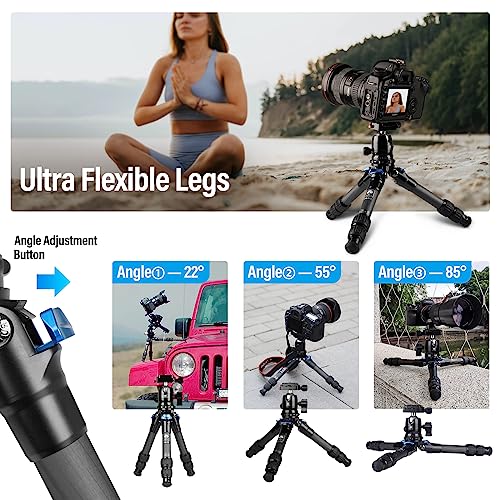 SIRUI Carbon Fiber Travel Tripod with 360° B-00K Arca-Swiss Ballhead, Mini Desktop Tripod for Mirrorless Cameras, Folded Height 12.1", Max Height 16.6″