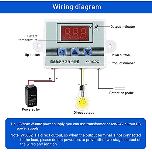 XINGYHENG XH-W3002 DC 110V-220V 1500W 10A Microcomputer Digital Temperature Controller Digital Display Thermostat Control Switch and NTC 10K Thermistor Sensors Temperature Probe (110-220V 1500W)