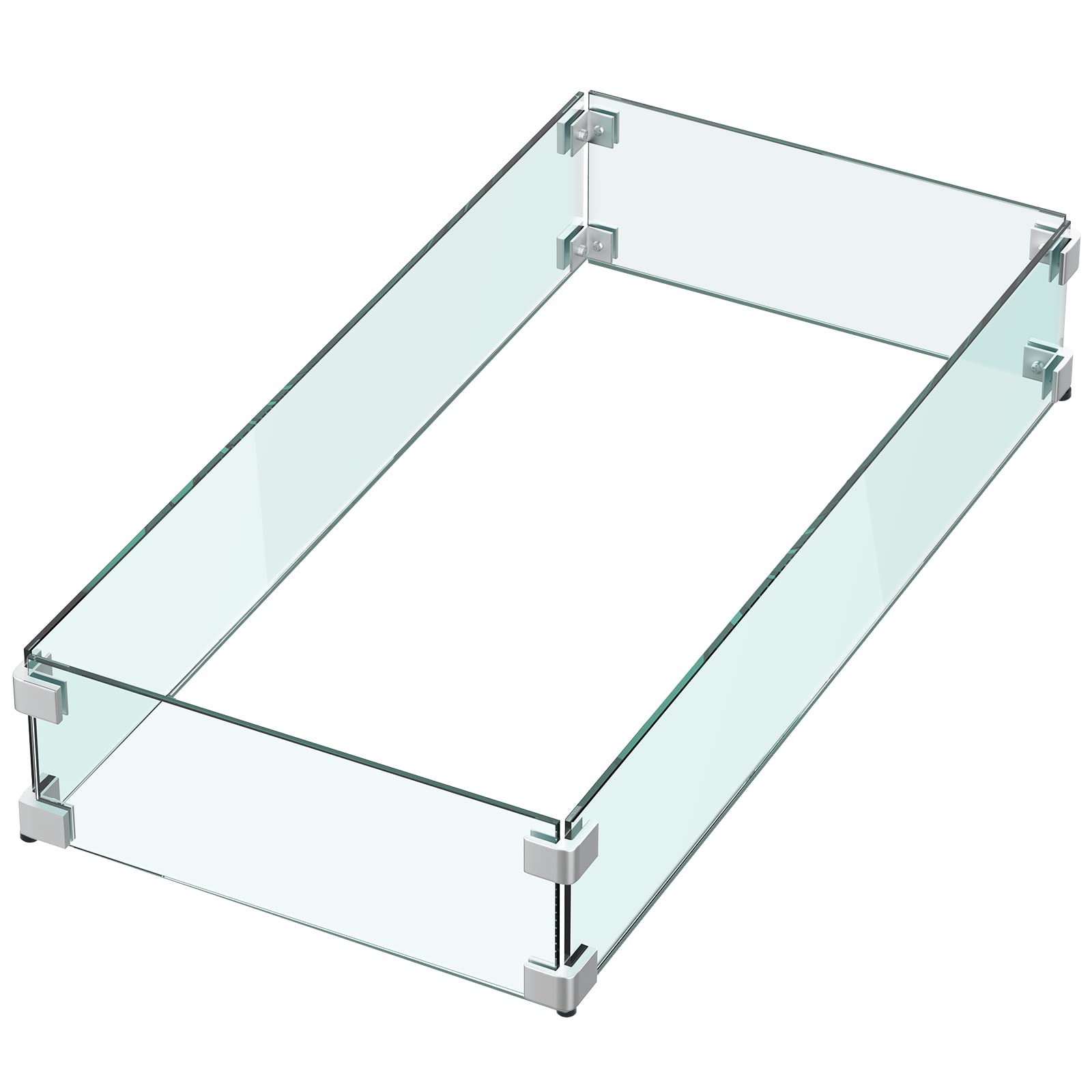 Uniflasy Fire Pit Glass Wind Guard 29" x 13" x 6" Flame/Wind Guard Fence Tempered Glass for Fire Pit Burner Pans Rectangle Outdoor Clear Tempered Glass Flame Shield for Fire Pit Table, 5/16" Thick