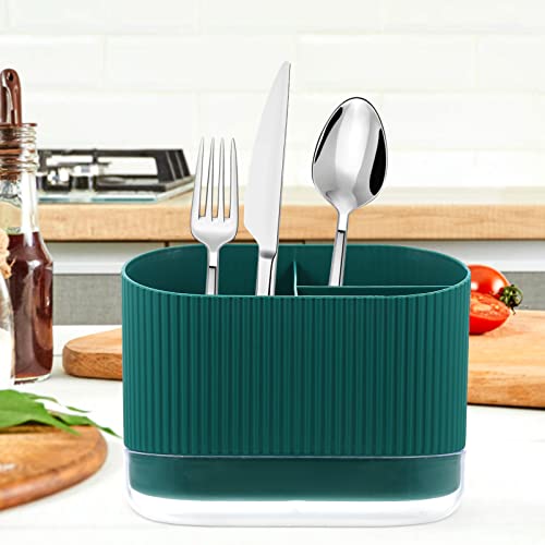 PATKAW Kitchen Utensils Kitchen Utensil Holder Countertop Utensil Organizer Desktop Chopstick Caddy 3 Compartment Flatware Basket Silverware Storage Container for Home Restaurant Utensils