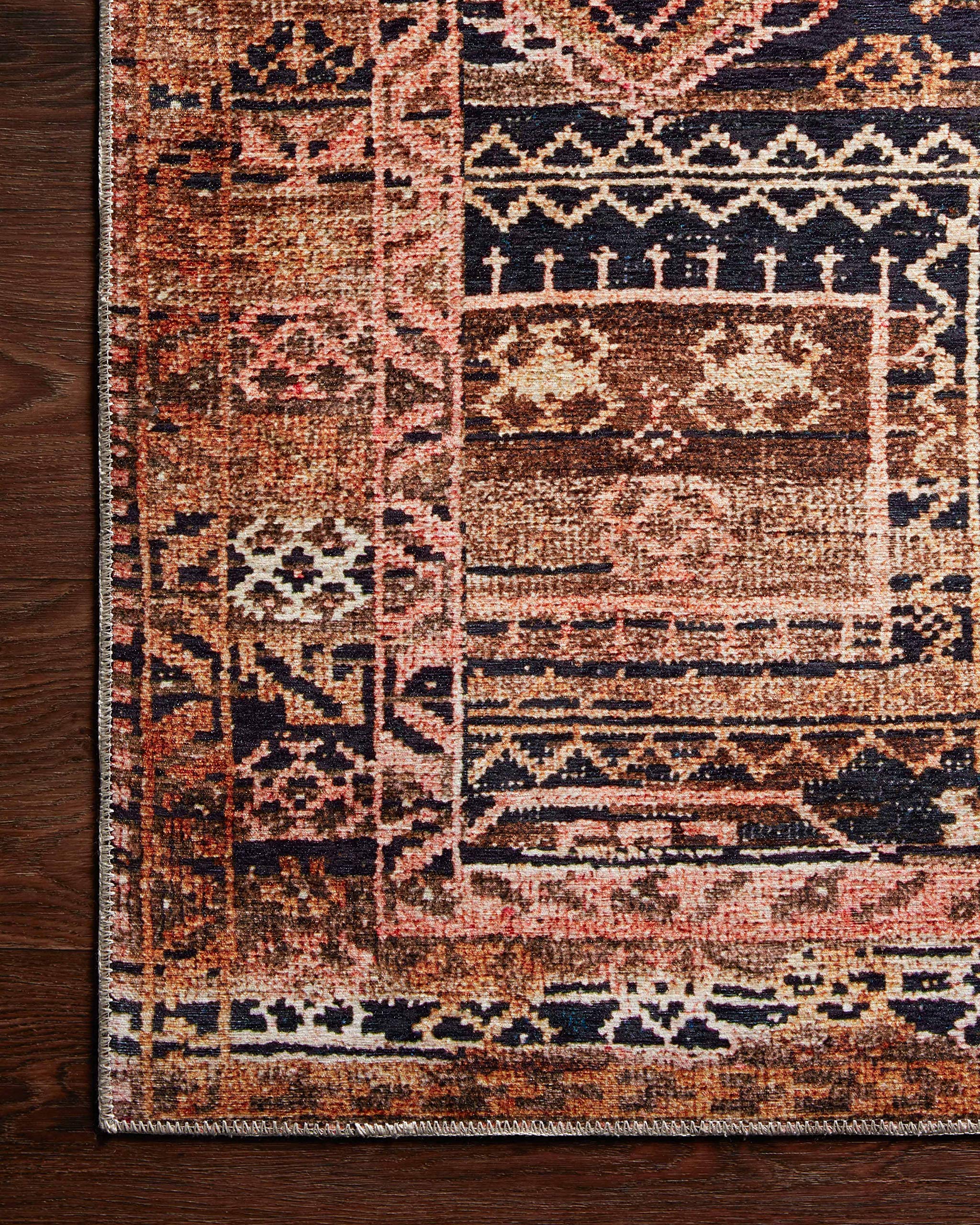 Loloi II LAYLA Collection, LAY-14, Mocha/Blush, 2'-3'' x 3'-9'', 13'' Thick, Accent Rug, Soft, Durable, Vintage Inspired, Distressed, Low Pile, Non-Shedding, Easy Clean, Printed, Living Room Rug
