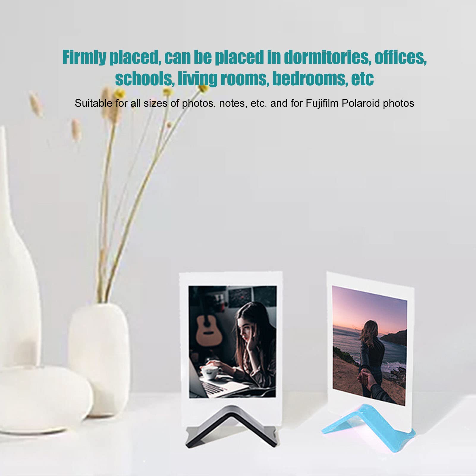 Photo Holder, High Durability Acrylic Photo Holder Decorative Reusable V Shape Stable for Dorm (Blue)