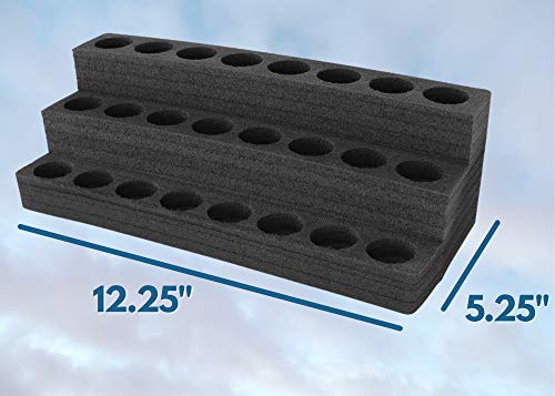 Polar Whale 4 Essential Oil Storage Organizers 3 Tier Display Rack for Home Bathroom Bedroom Office Elegant Modern Durable Black Foam Washable Waterproof Holds 24 Bottles (5ml to 15ml)