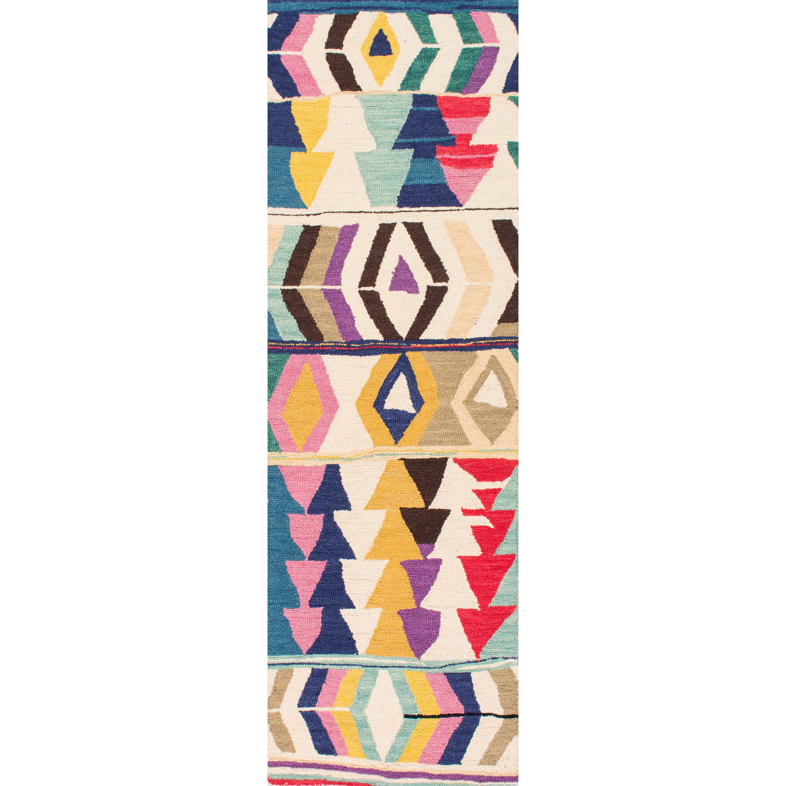 nuLOOM Ofelia Geometric 2x6 Wool Runner Rug for Living Room Bedroom Dining Room Entryway Hallway Kitchen, Multicolor/Black