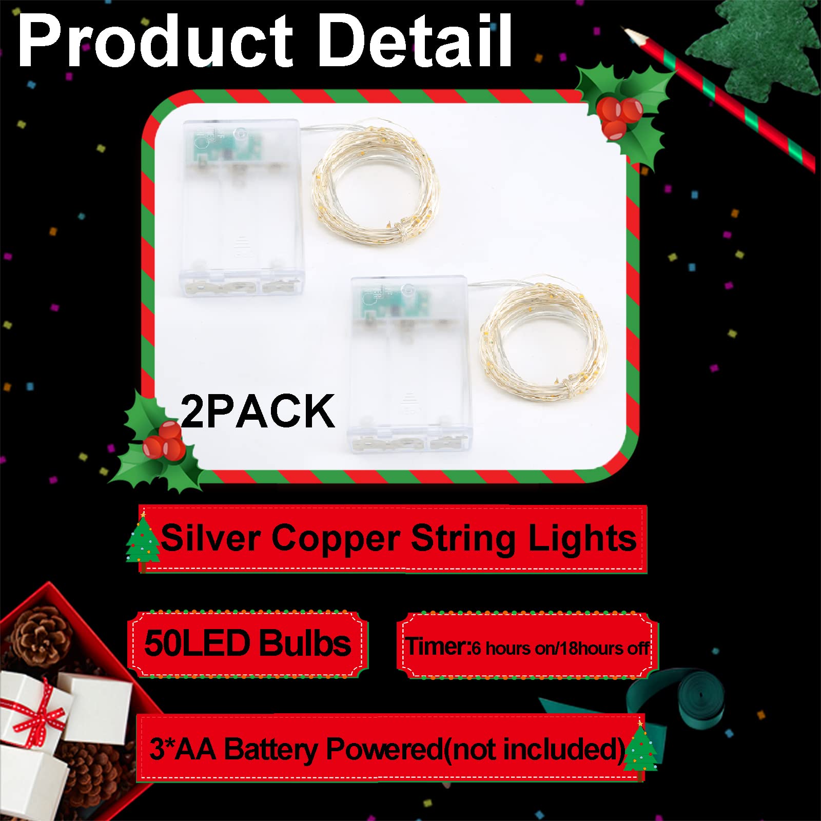 Malgero Orange Fall Fairy String Lights Battery Operated with Timer, 2Pack Total 100LED 32.8Ft Indoor Twinkle Lights Copper Wire Thanksgiving Decorfor Home,Party, Room
