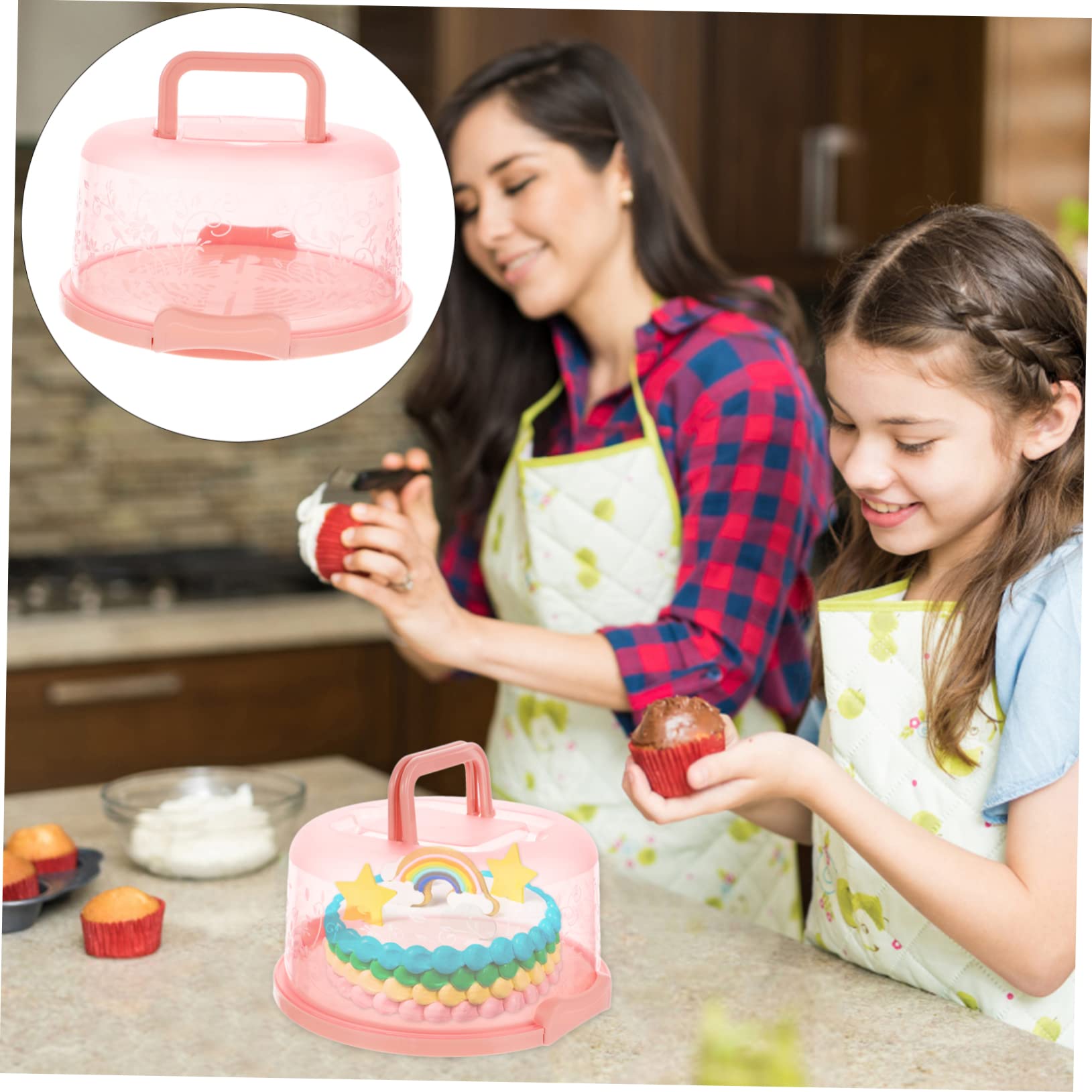 Mikinona 1Pc cake box Cake Plate cake containers with lids cake stand with dome cupcake carrier Cake Carrier with Lid travel tray Round Storage Container pp polypropylene suite bride mini