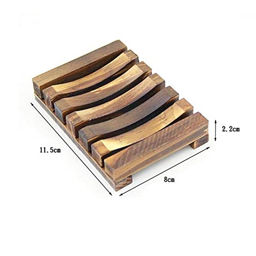 PLMM soap Box, Wood Soap Dish Portable Shower Soap Holder Non-Slip Soap Box Bamboo Rack Case Tray Holder Shower Plate Bathroom Tools