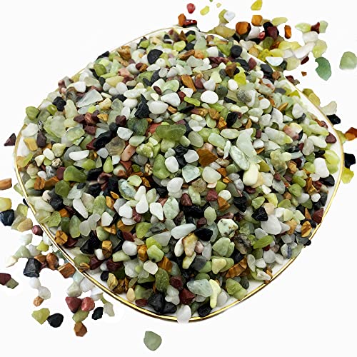 ZHUDDONG Aquarium Gravel,Gravel for Fish Tank,Natural Polished Decorative Gravel,Mixed Color Stones,for Aquariums,Landscaping,Vase Fillers-3LB (Jade)