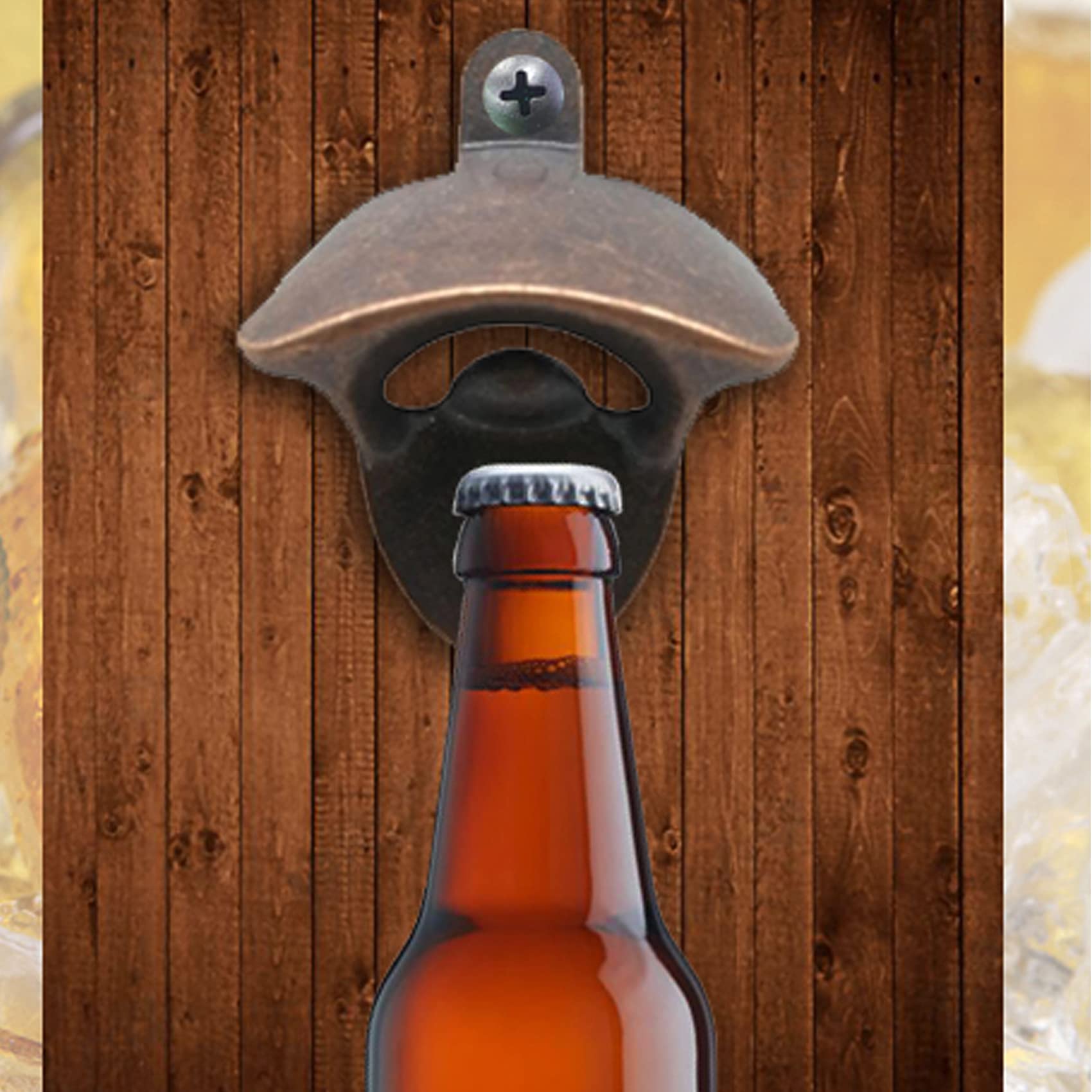 TIHOOD 12PCS Wall Mounted Bottle Opener Vintage Beer Bottle Opener Suitable for Bars KTV Hotels Homes(Red Bronze)