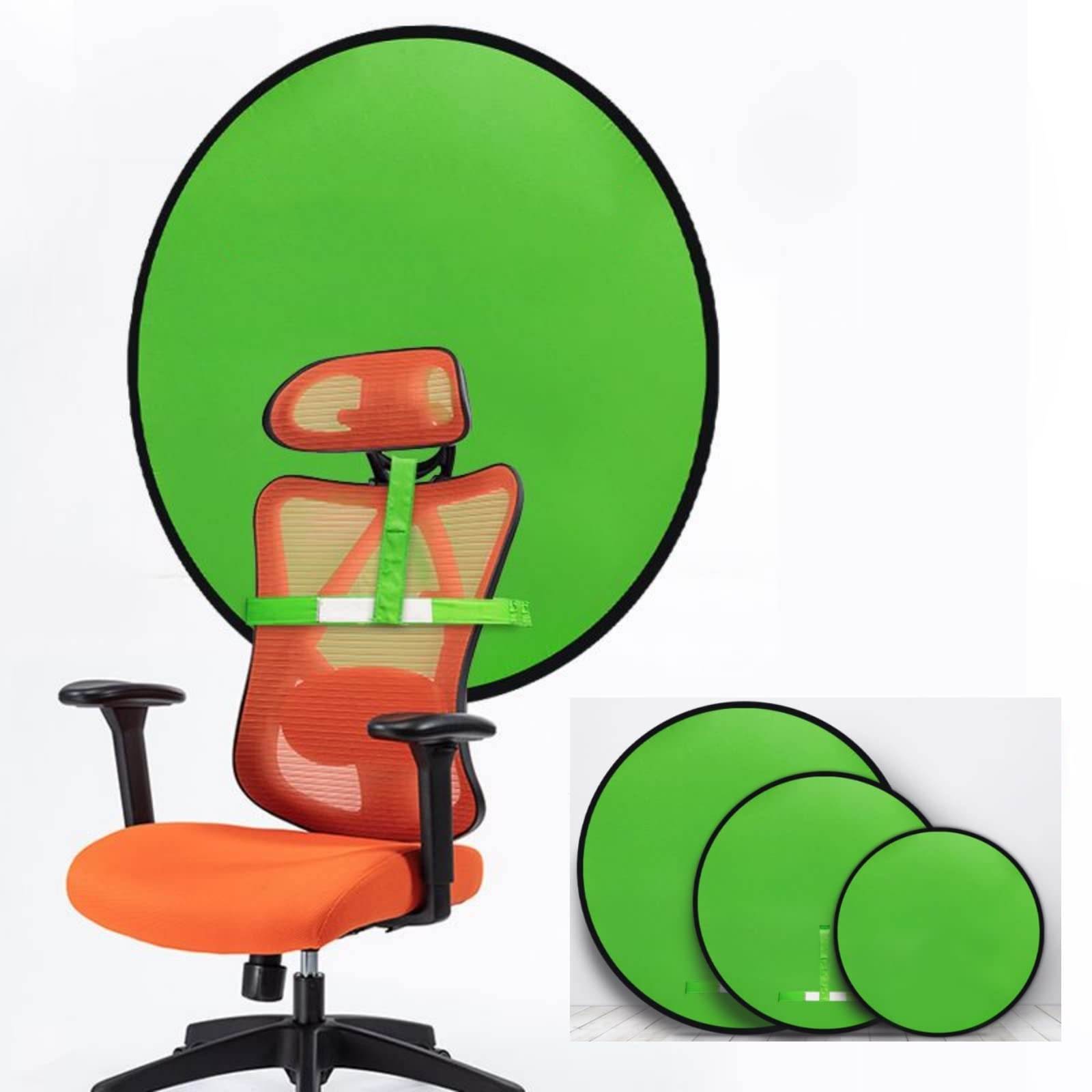 Portable Green Screen Backdrop, Collapsible Webcam Background, Green Screen Chroma Key for Video Chats, Zoom, Online Video Meeting, Photo with with Storage Bag (43.3×43.3inch(Circle))