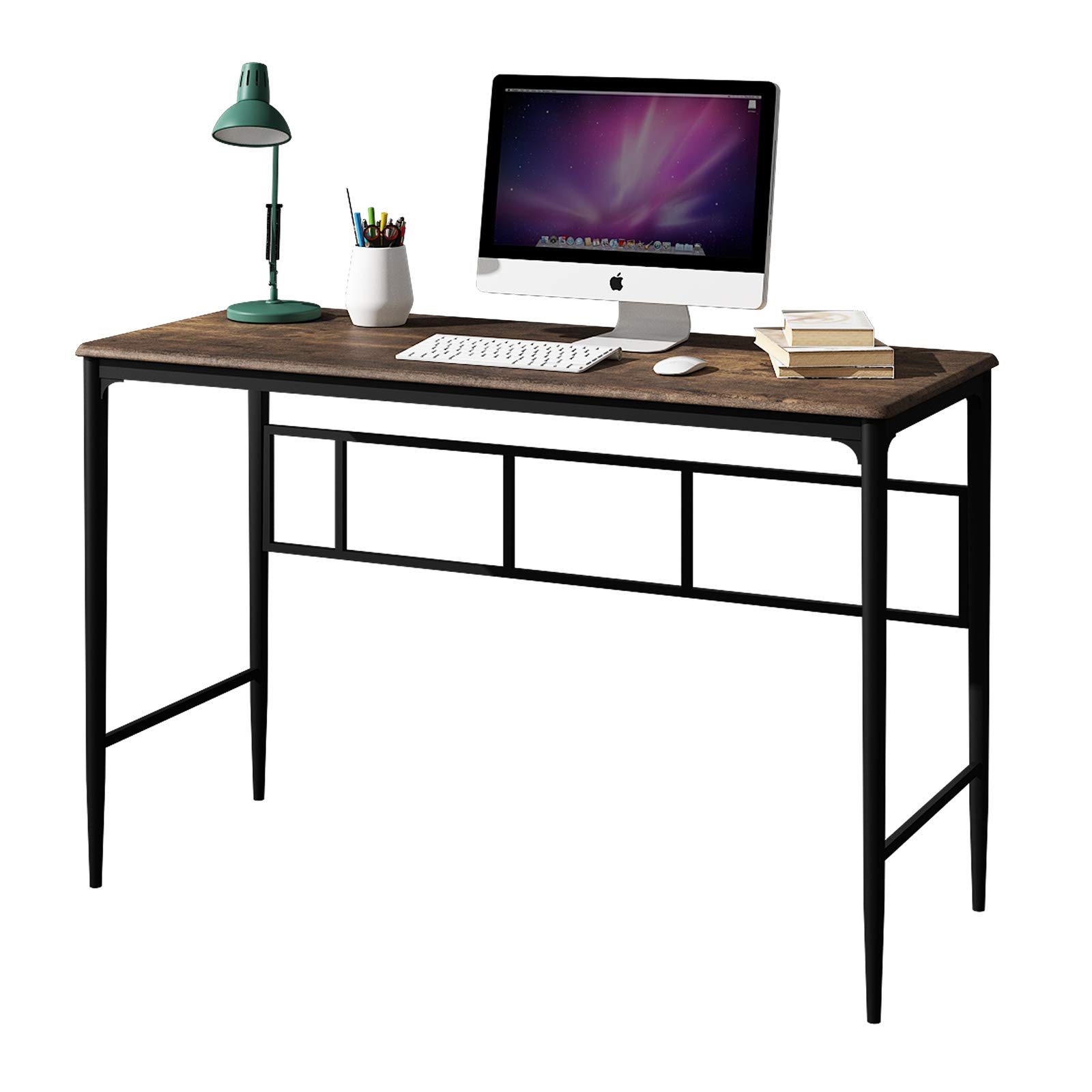 O&K FURNITURE Computer Desk, Industrial Computer Table Office Desk Workstation for Home Office,47 inch Study Writing Desk,Brown