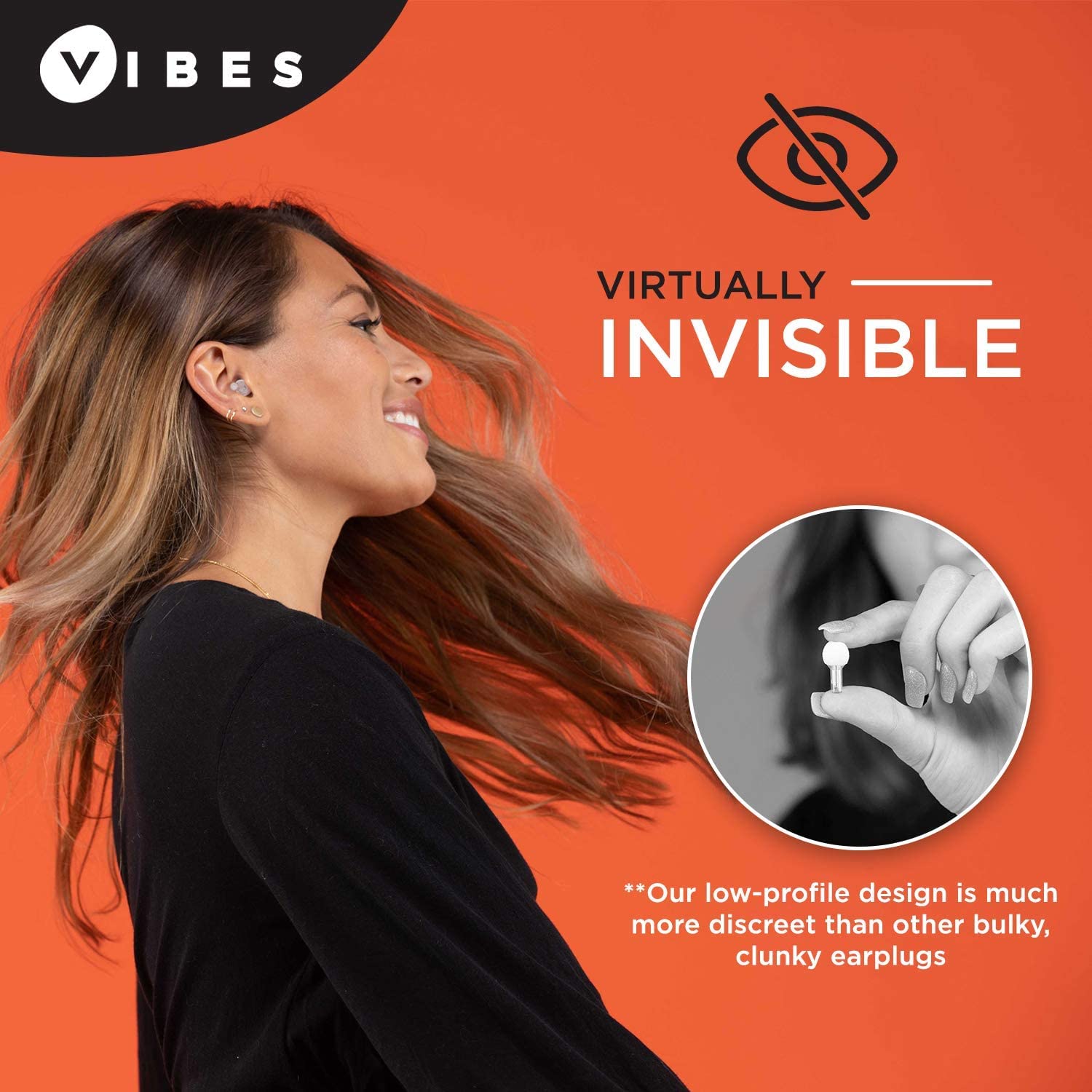 Vibes High-Fidelity Earplugs - Invisible Ear Plugs for Concerts, Musicians, Motorcycles, Airplanes, Raves, Work Noise Reduction, Hearing Protection - Fits Small Medium Large - As Seen On Shark Tank
