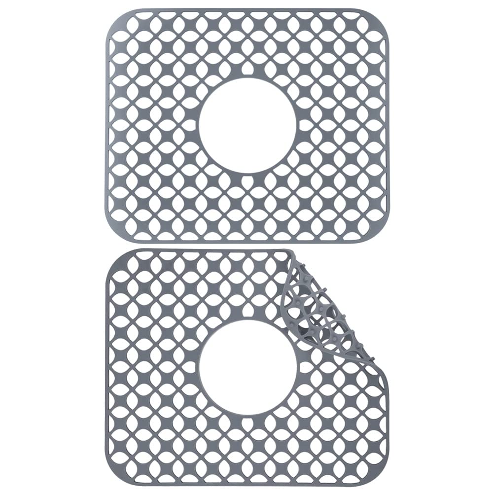 LucyPhy Silicone Sink Mat for Kitchen Sink Good Grips Non-slip Sink Protector Sink Mat Grid for Bottom of Farmhouse Sink(Flower Pattern,Centre hole,1PCS)