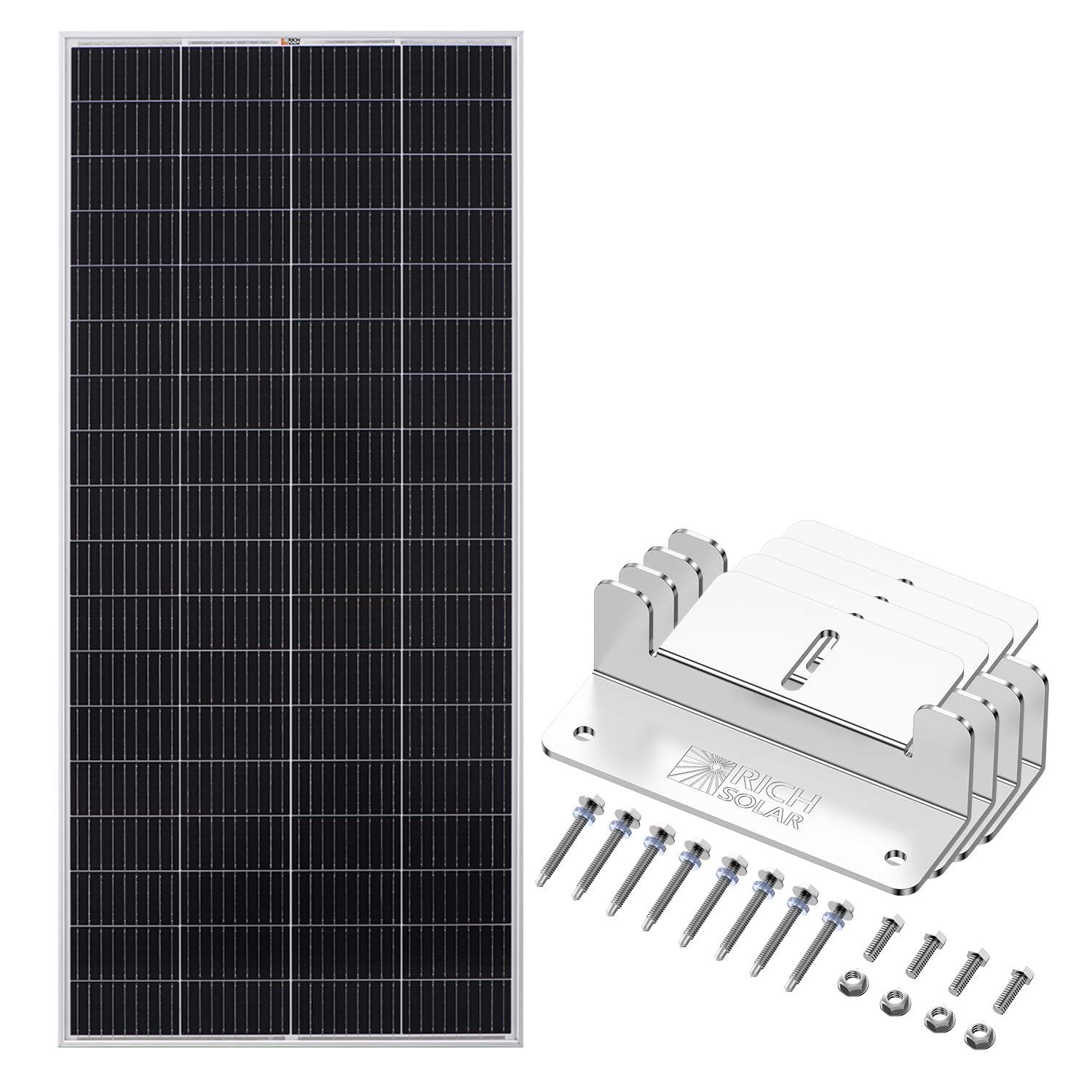 RICH SOLAR 200W 24V Solar Panel+ Mounting Hardware Z Brackets for RV Van DIY Off-Grid System