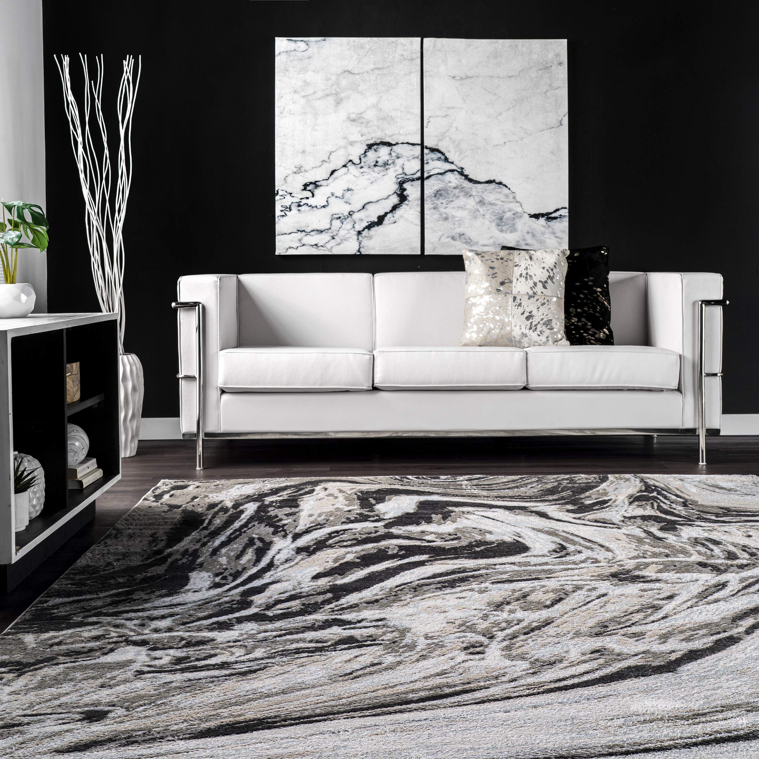 nuLOOM Drea Marble Abstract Area Rug, 4x6, Grey