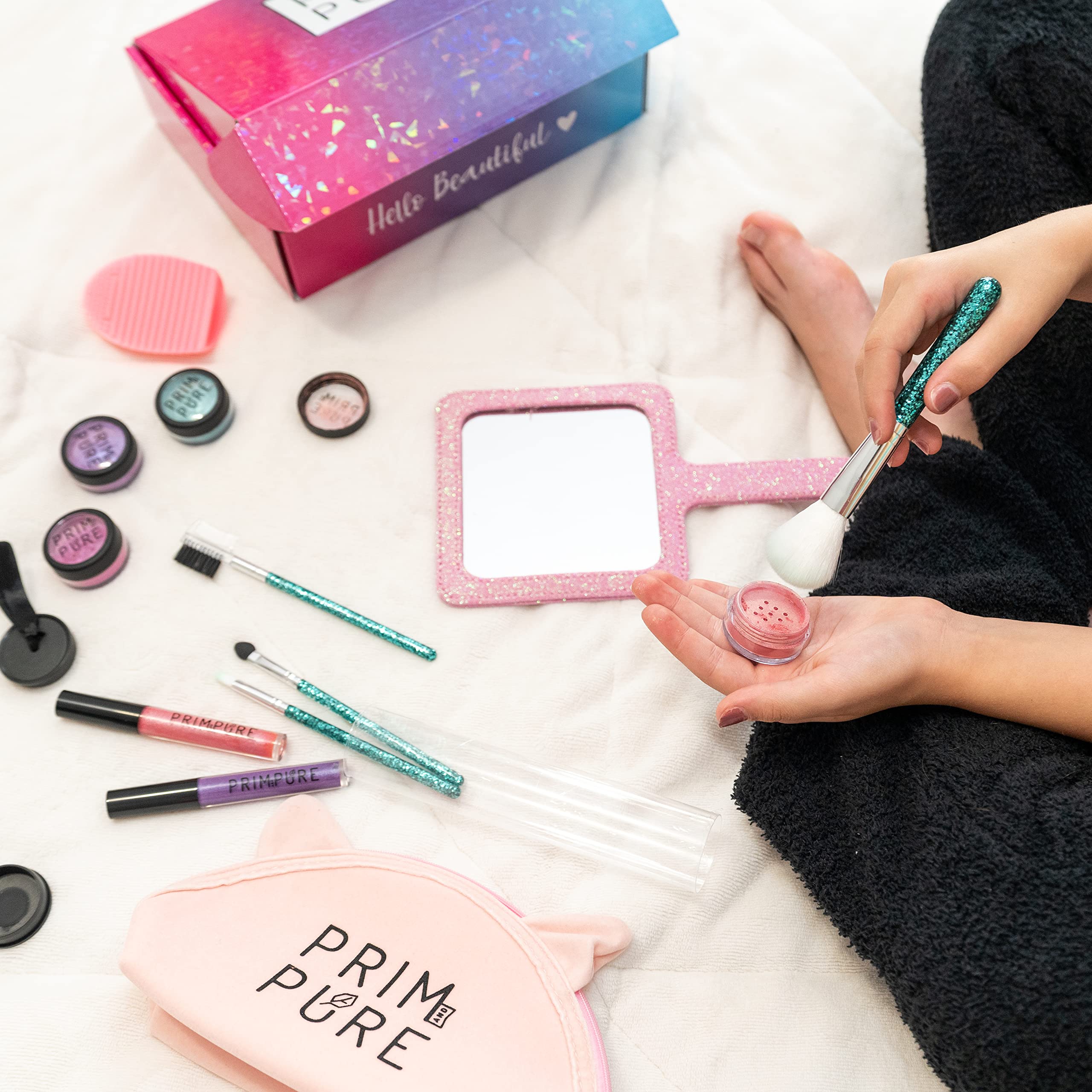 Prim and Pure Ultimate Mineral Kids Makeup Gift Set | Perfect for Play Dates & Birthday Parties | Kids Safe Eyeshadow Makeup β Mineral Blush | Organic & Natural Makeup Kit for Kids| Made in USA