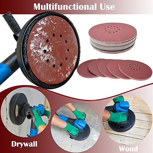 Tonmp 35 Pack 9 Inch 10 Hole Drywall Sanding Discs Set- 40 60 80 120 150 180 240 Grits Hook-and-Loop Aluminum Oxide Abrasive Sander Paper for 9" Drywall Sander
