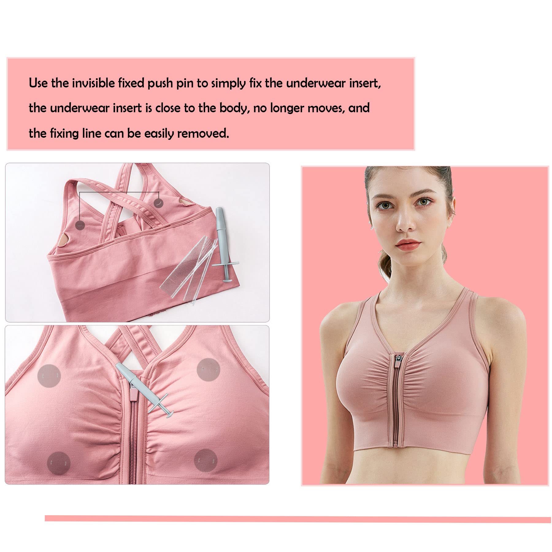 MINELEVEN Soft Oval High Resilience Sport Bra Cup Inserts,3-Pairs with Transparent Ivisible Tread, Update Nedle Psher