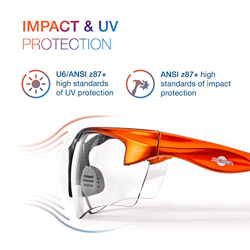 ToolFreak Rebel Bifocal Safety Glasses - Clear 2.0 - ANSI z87+ Impact Rated & U6 UV Protection - Polycarbonate & Wraparound Lenses & Anti-Slip Design - Brow Ventilation, Hard Case & Neck Cord Included