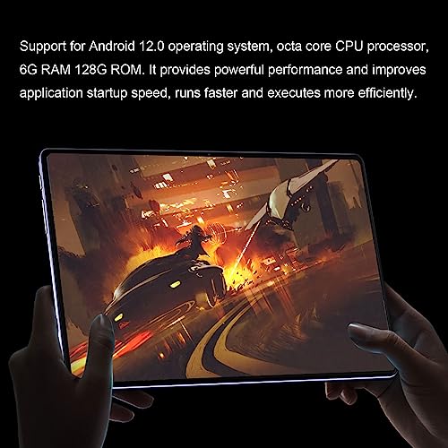 PUSOKEI 10.1in Tablet 12, Dual SIM LTE Calling Tablet, MT6750 8 Cores CPU, 6G RAM 128G ROM, HD IPS Touch Screen, 8MP & 13MP Camera, Dual Band WiFi, BT, 8000mAh Battery (Gray)