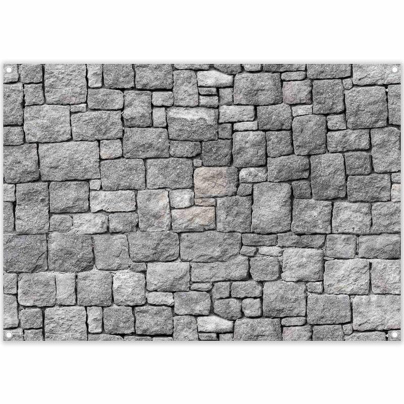 ZTHMOE 7x5ft Polyester Rustic Gray Rock Wall Photography Backdrop Stone Brick Wall Background Vintage Grunge Wall Party Decorations Photo Banner Booth Props with Four Holes Easy to Hang