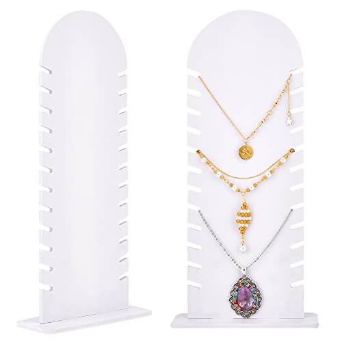 PH PandaHall Wood Necklace Display Stand, 12 Slots White Jewelry Holder Necklace Display Board Necklace Organizer Chain Storage Holder for Jewelry Display and Storage, 12.8 inch High