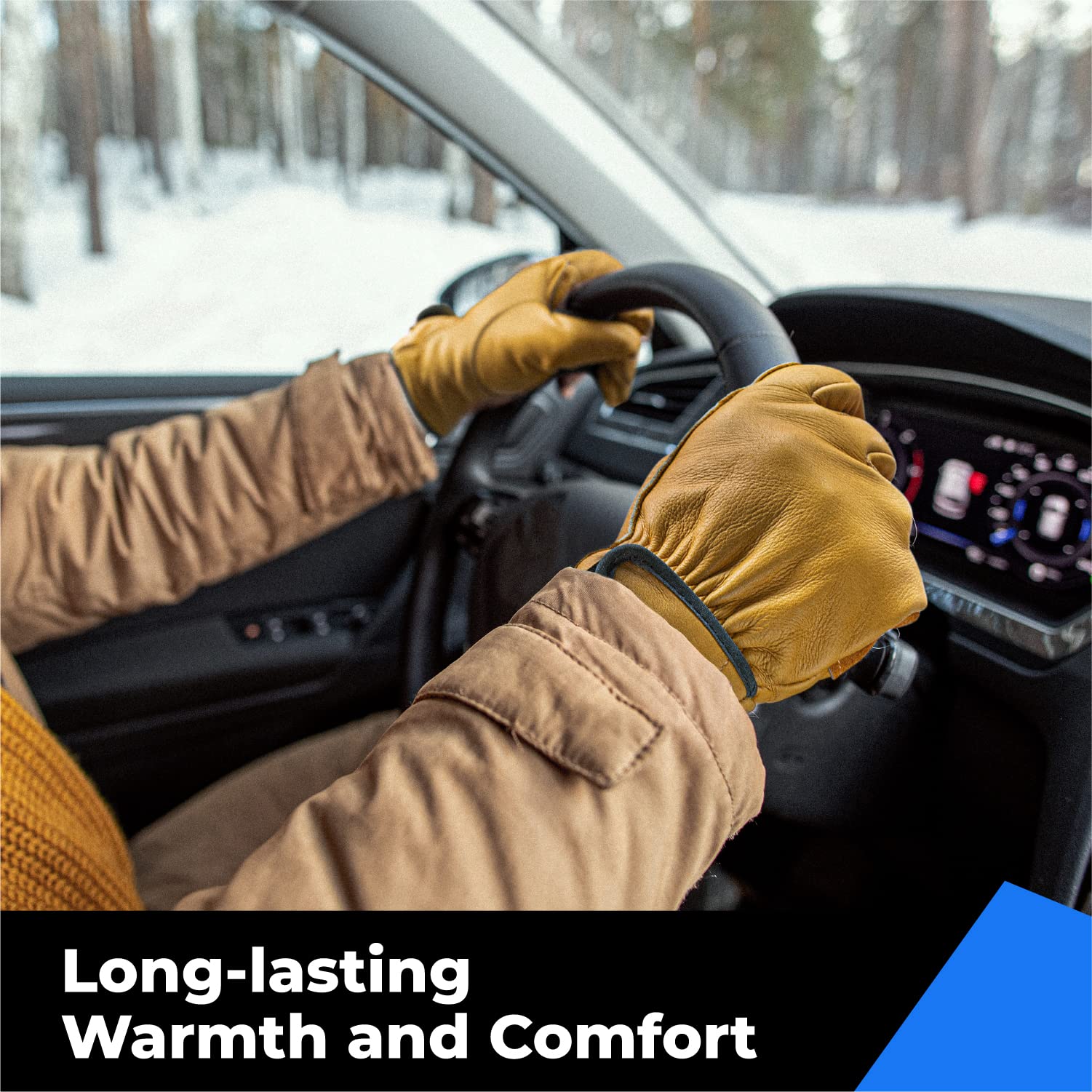 toolant Winter Leather Work Gloves, Warm Thinsulate Lining for Cold Weather Work, 100% Full Grain Cowhide with Abrasion and Puncture Resistance, Size Large