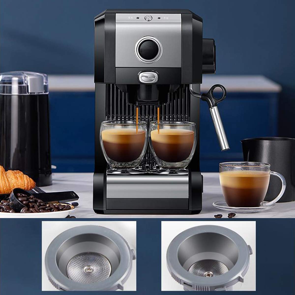 ROLTIN Espresso Coffee Machine Maker 20 Bar, Capuccino, Frothing Milk Foam, 1250W,Steam Nozzle Capacity 0.97L Removable Drip Tray Compatible with Preparing Drinks