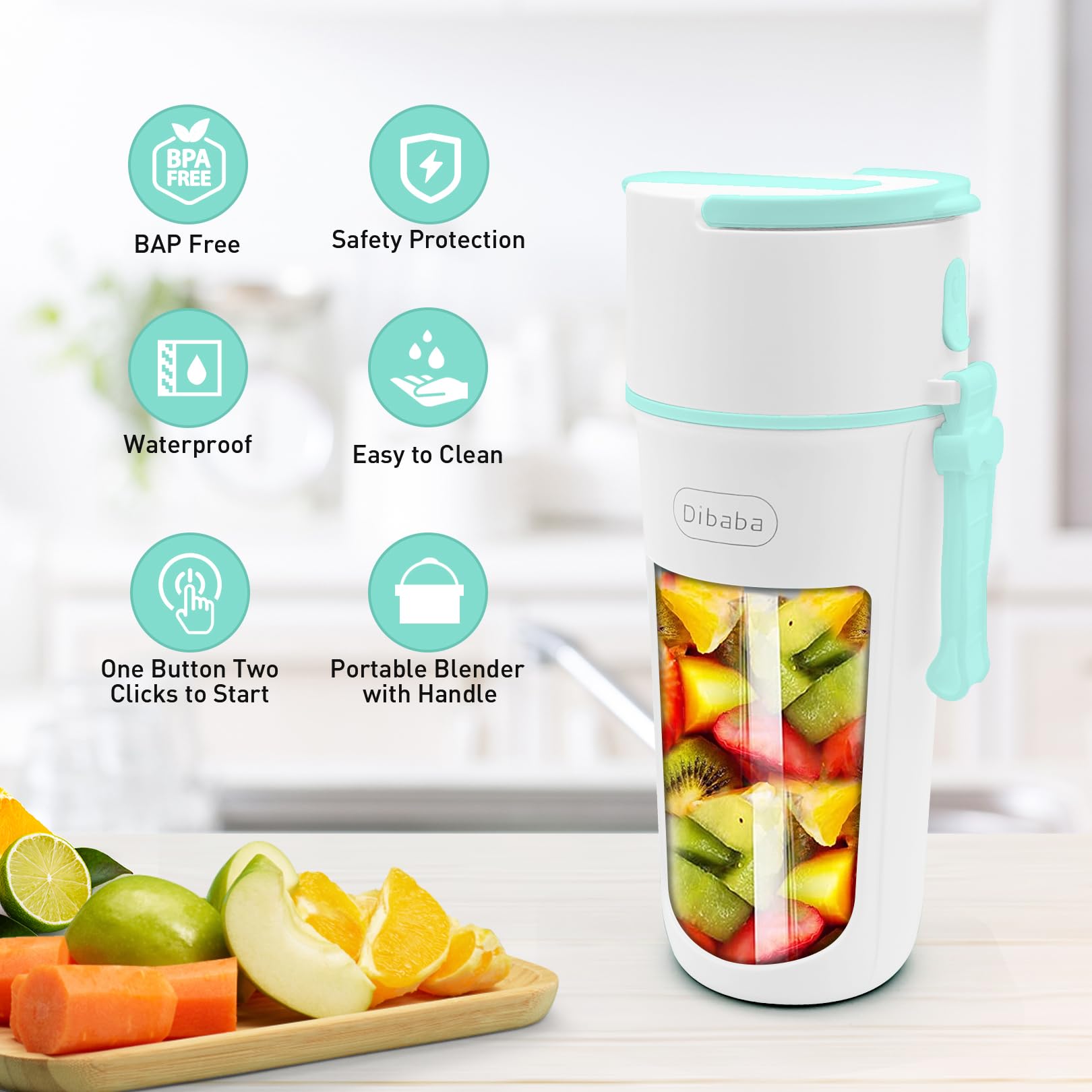 Portable Blender, personal Blender For Shakes and Smoothies, Personal Blender USB Rechargeable, Fresh Juice Blender With 10 Blades White