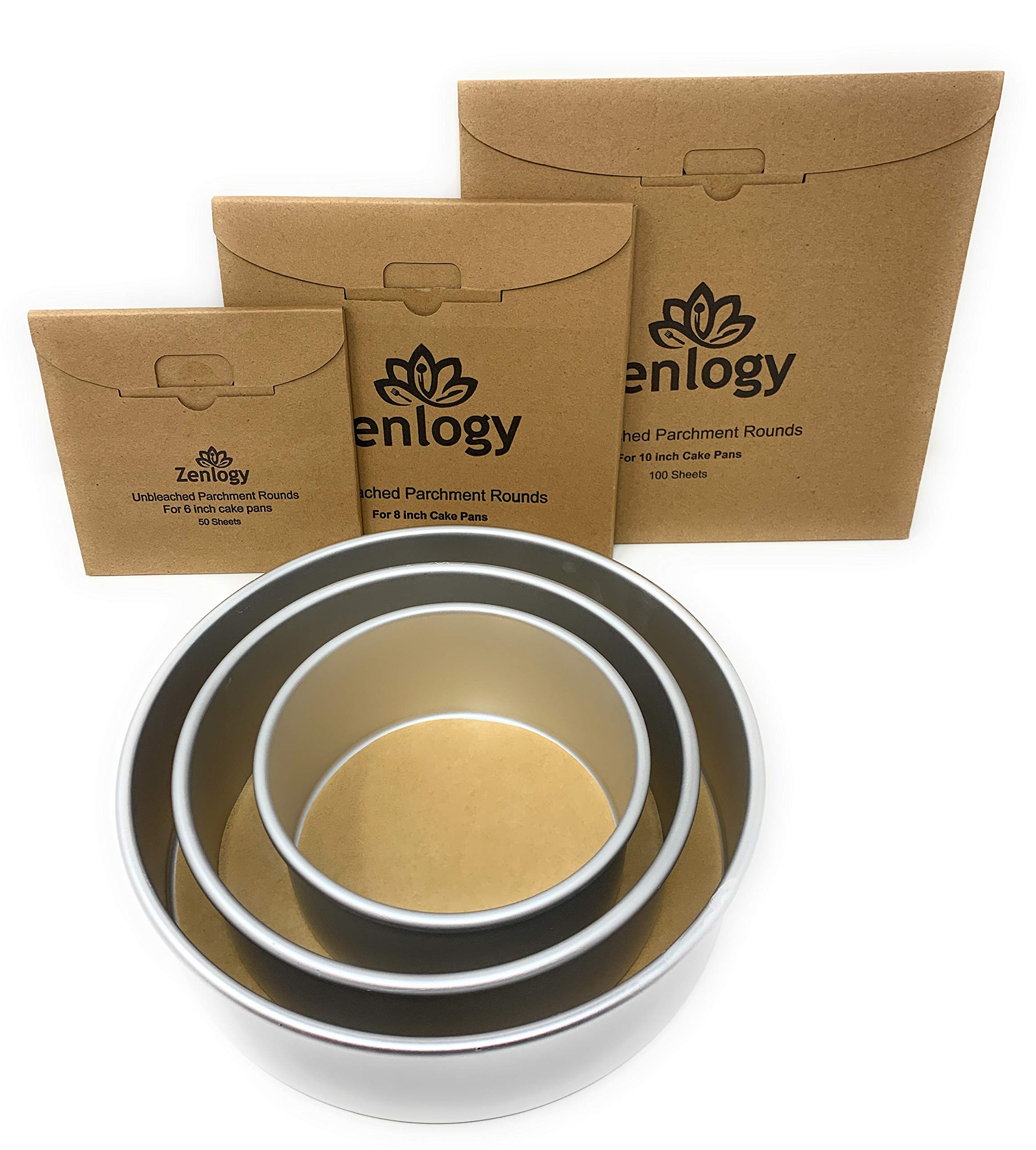 Zenlogy 4 Inch Small Parchment Paper Rounds (200 Sheets) - Unbleached, Pre-cut, High Heat, Round Liners - Fits 4 inch Small Round Pans or Great for Lining, Freezing and Storing, and Separating