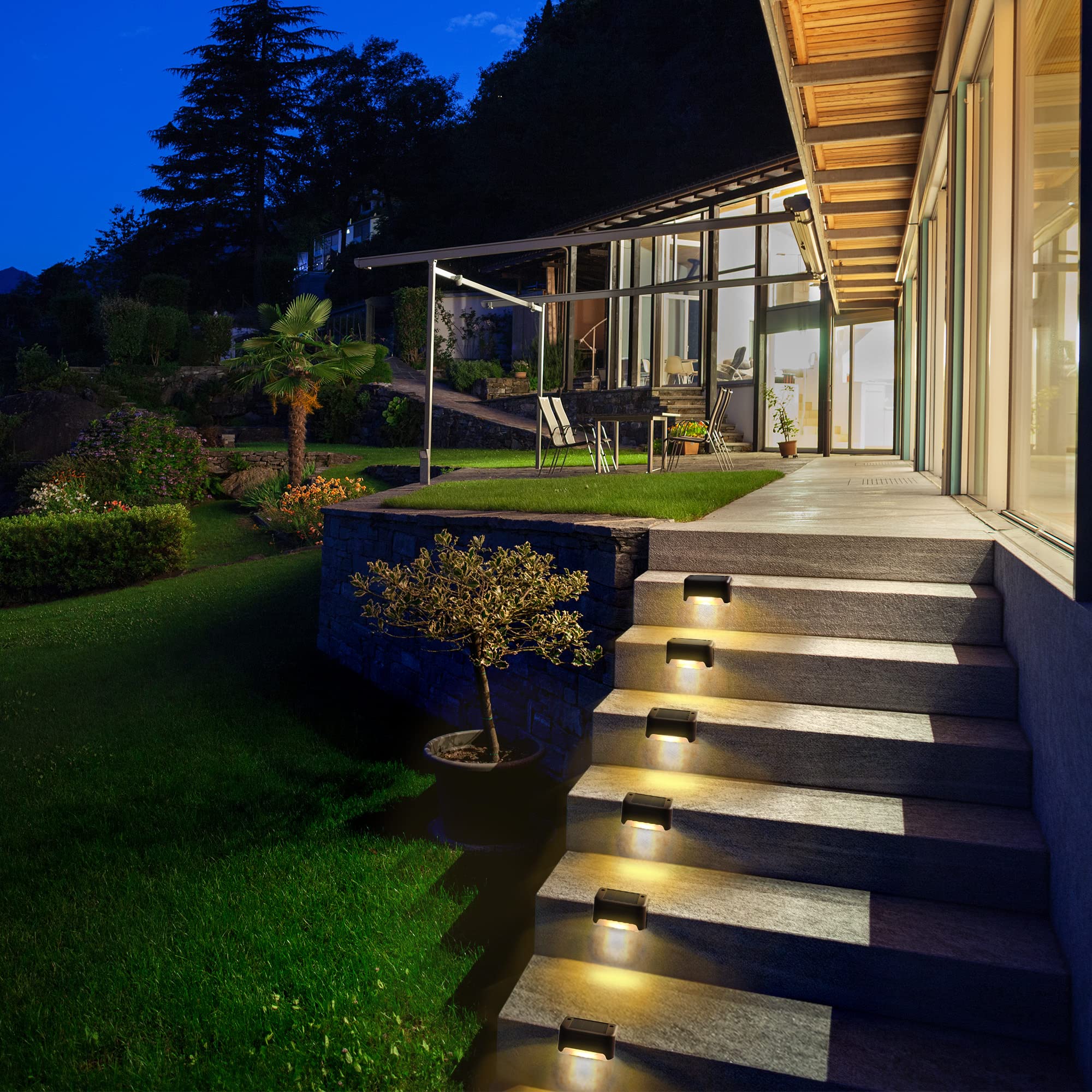 SOLPEX Solar Deck Lights 12 Pack, Waterproof Led Lights for Outdoor Stairs, Step, Fence, Yard, Patio, and Pathway(Warm White)
