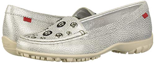 Marc Joseph New York Women's Leather Made in Brazil Mott Street Golf Shoe, Silver Metallic Grainy, 8 M US