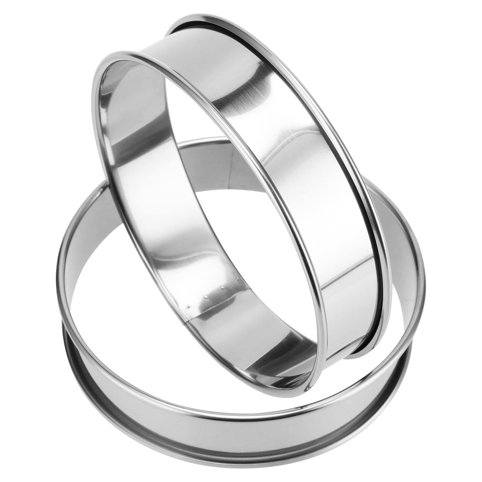 ZEONHEI 8 PCS 4 Inch English Muffin Ring, Stainless Steel Crumpet Rings, Double Rolled Tart Rings for Baking Fluffy Muffins, Eggs, Pancakes, Pastry