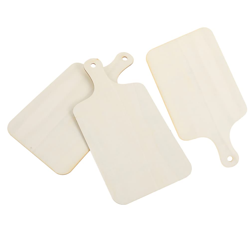 Tofficu 3Pcs Wood Cutting Board with Handle Wooden Chopping Boards Pizza Paddle Multi- function Serving Trays for Meat Cheese Bread Fruit Charcuterie Board Butcher Block Serving Board