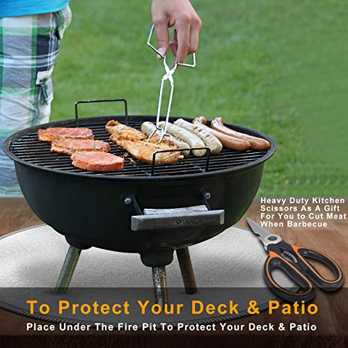 ToHayie Fire Pit Mat, Fire Mat for BBQ Grills, Perfect for BBQ, Smokers, Grills - Protects Porch, Patio, Deck, Wood, Grass, Stone, Composite from Burns - Heat Resistant Fire Pit Mat (26 inch)