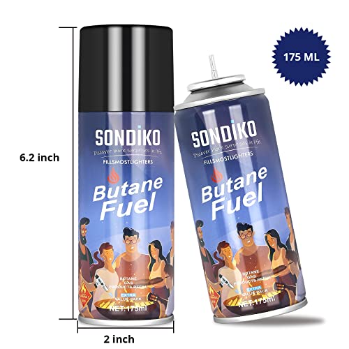 Sondiko Butane Torch and Fuel Refill, S400 with 170 ml Gas Included. Kitchen Torch Lighter Blow Torch with butane refill for BBQ, Creme Brulee, Baking.