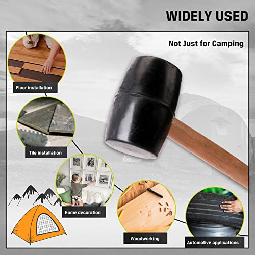 PR1ME Tent Stakes 10 Pack, Galvanized Non-Rust Family Pop Up Camping Tent Pegs, Heavy Duty Yard Stakes with 1pc Rubber Mallet 1pc Tent Stake Puller. for Camping Tents, Canopy, and Outdoor Decorations
