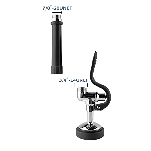 Pre Rinse Sprayer Commercial Sink Sprayer Head,1.42GPM Spray Valve Dish Sprayer Nozzle with Ergonomic Handle, Commercial Faucet Parts for Commercial Kitchen Faucet,Chrome Finished(Black)