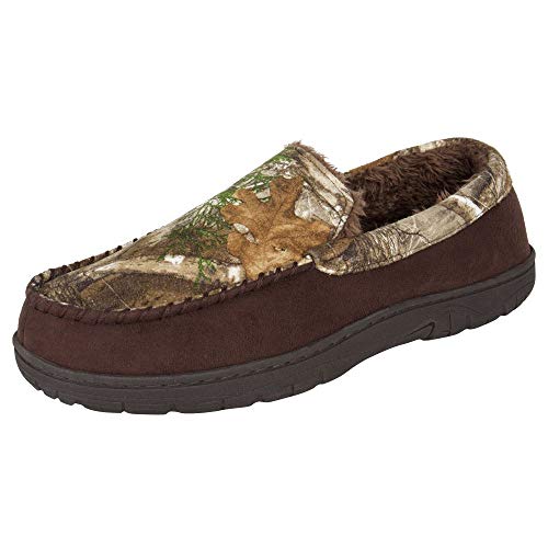 Realtree Men's Memory Foam Camo Moccasin House Slipper Indoor/Outdoor, Camo, Large