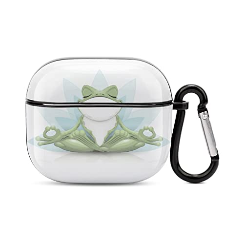 YouTary Compatible with Airpods 3 Case Cover 2021 with Keychain Yoga Frog Funny Pattern, Apple AirPod Headphone Cover Unisex Shockproof Protective Wireless Charging