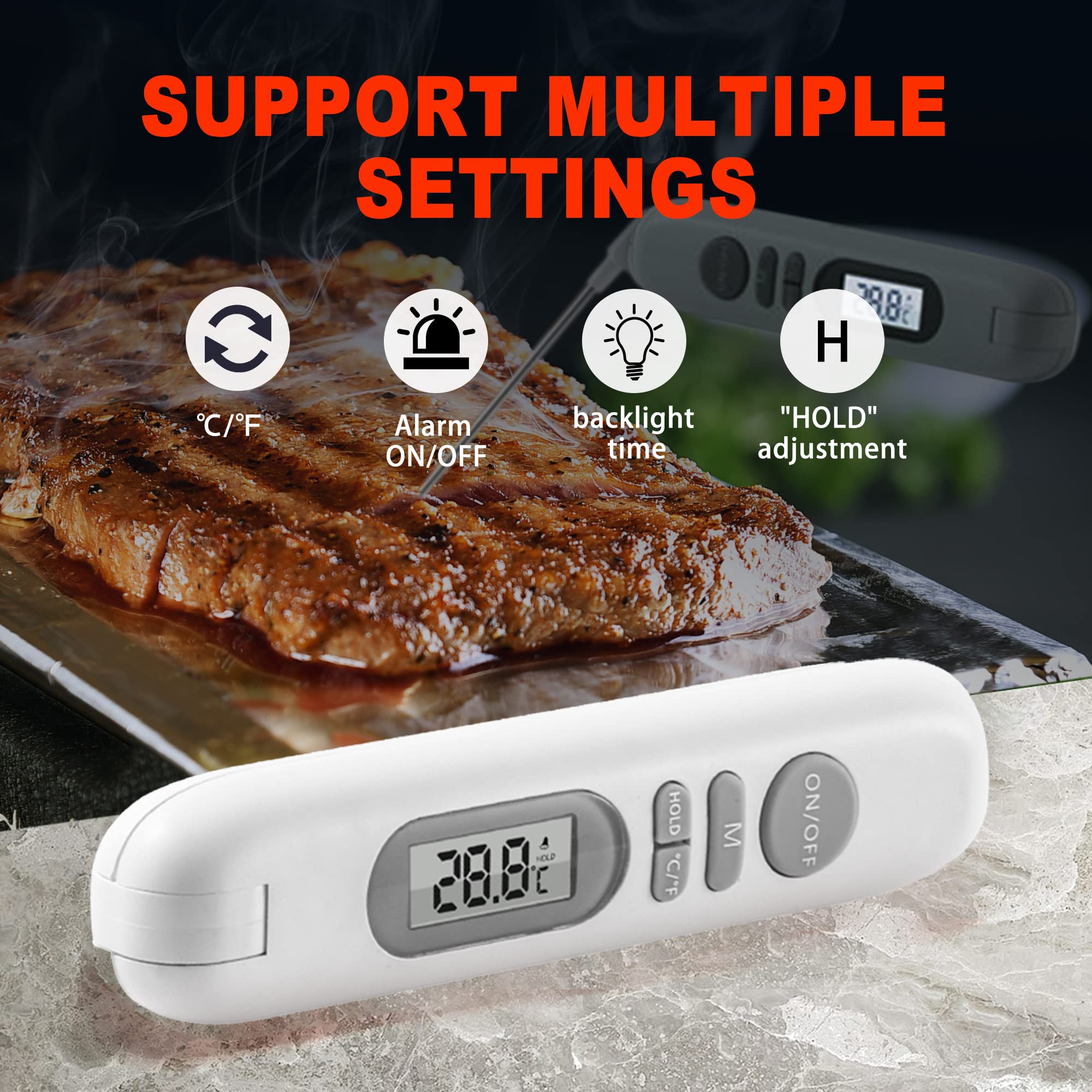 SONSENES Rechargeable Thermometer for Cooking, Kitchen,Cooking,Sugar, Baking, Milk, Tea, Food Thermometer Digital,Hot Liquid Thermometer, Chef Thermometer for BBQ, Meat, Liquid, Baking, Bread