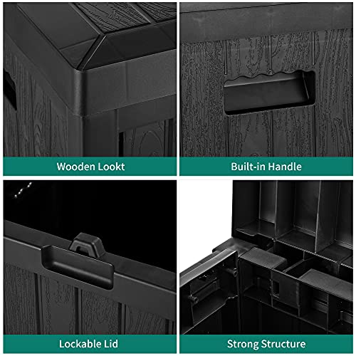 YITAHOME 51 Gallon Medium Deck Box,Outdoor Storage Container for Patio Cushions,Pool Supplies,Garden Tools,Weather,Resistant,Resin (Black)