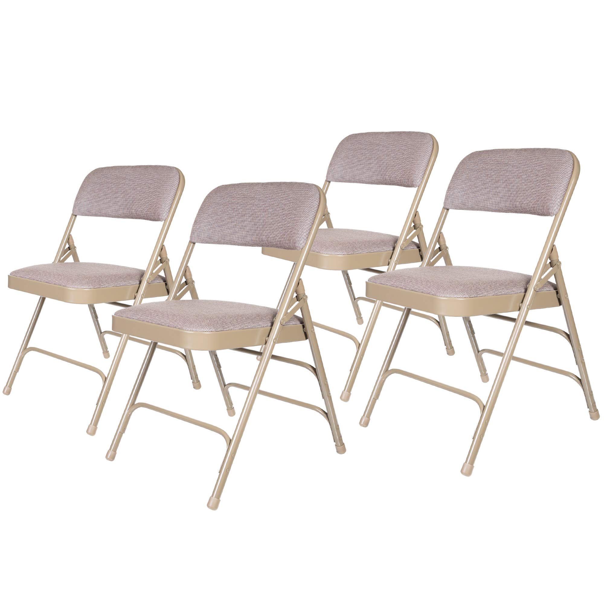 OEF Furnishings Premium Fabric Upholstered Steel Folding Chairs, 4 Pack, Blue
